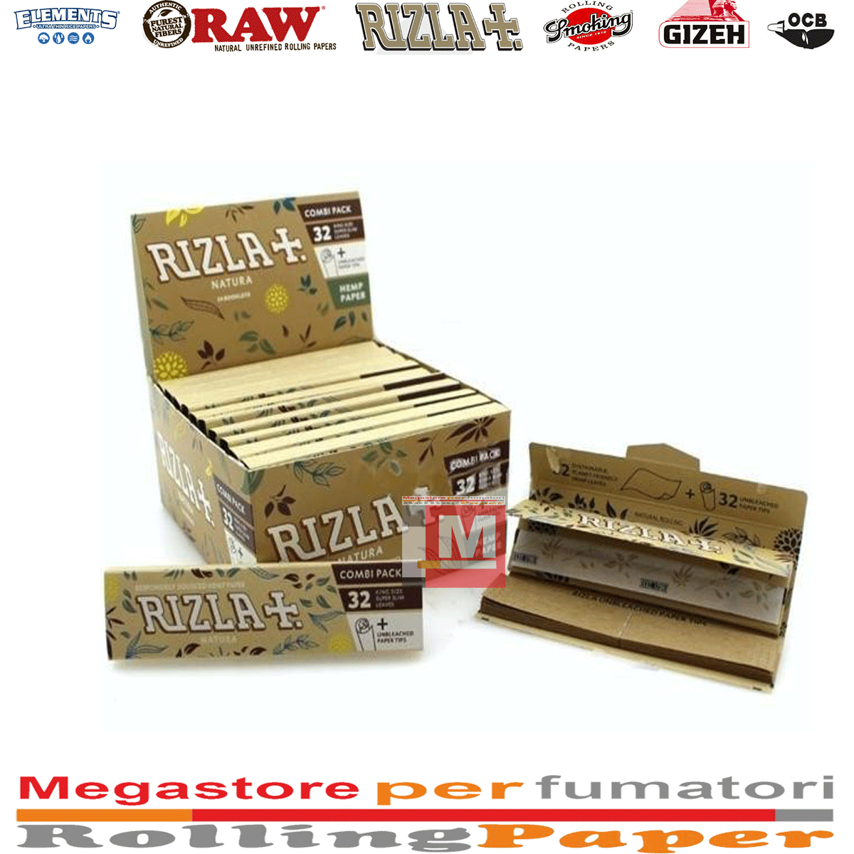 Cartine Rizla Natura King Size Slim Canapa – 32 Libretti
