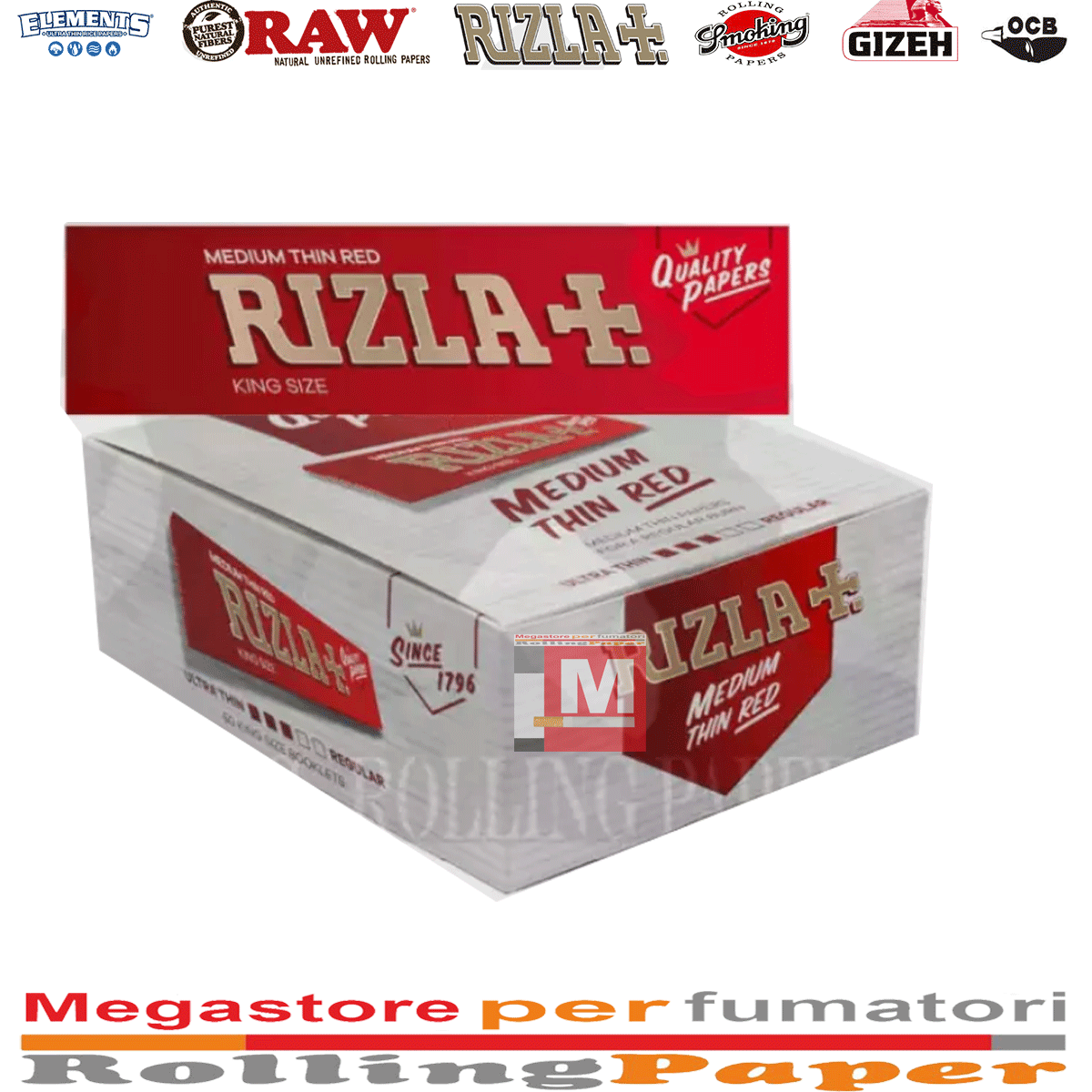 Cartine Rizla Rosse King Size Slim – 50 Libretti