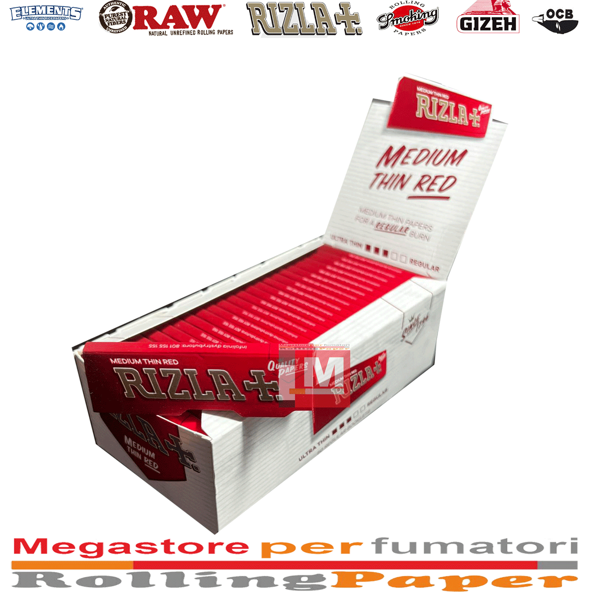 Cartine Rizla Rossa Red – Corte Regolari, 50 Libretti