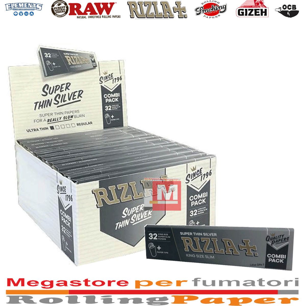 Cartine Rizla Silver King Size Slim con Filtri – 24pz