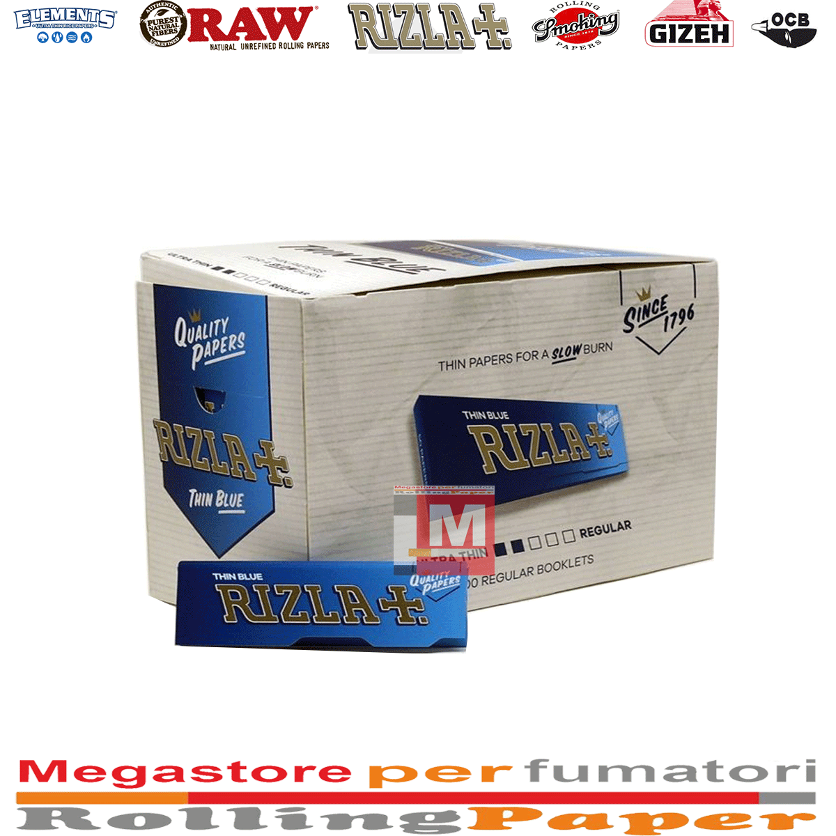 Cartine Rizla Blu Corte Regular – Box 100 Libretti
